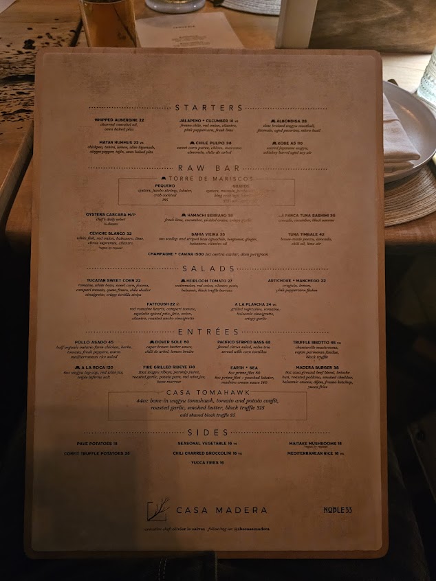 Casa Madera Menu Toronto | Browse Full Menu, Price & Hours (2024)