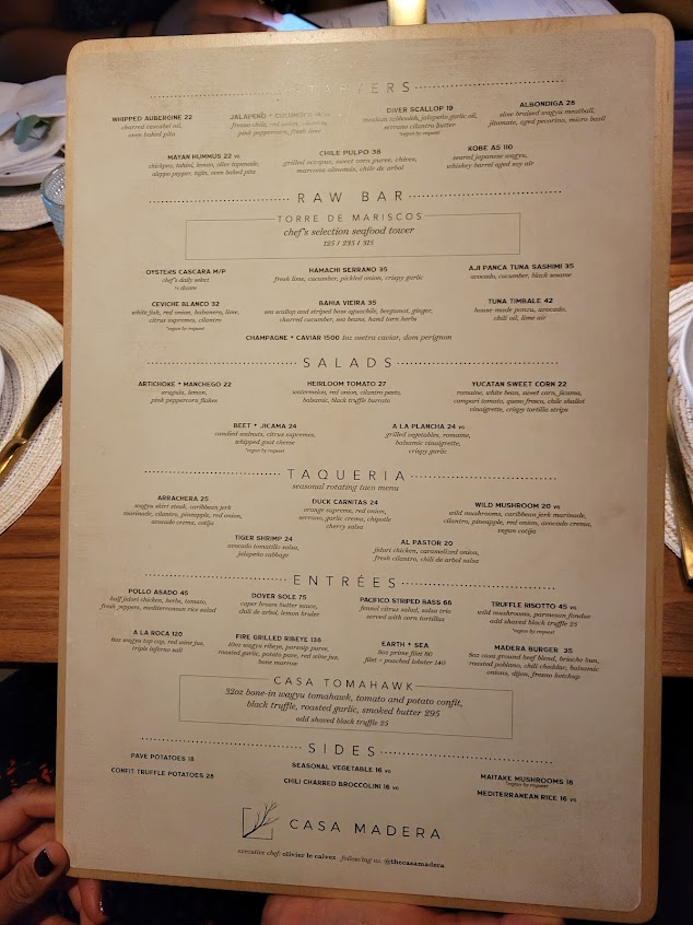 Casa Madera Menu Toronto | Browse Full Menu, Price & Hours (2024)