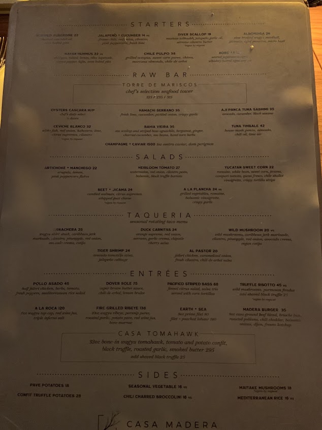 Casa Madera Menu Toronto | Browse Full Menu, Price & Hours (2024)